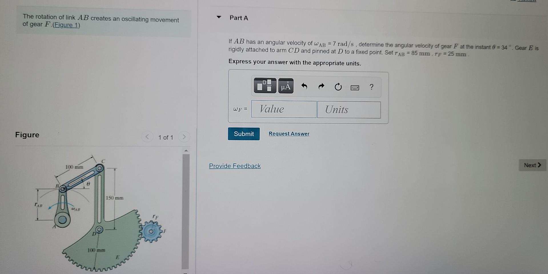 Solved The Rotation Of Link Ab Creates An Oscillating