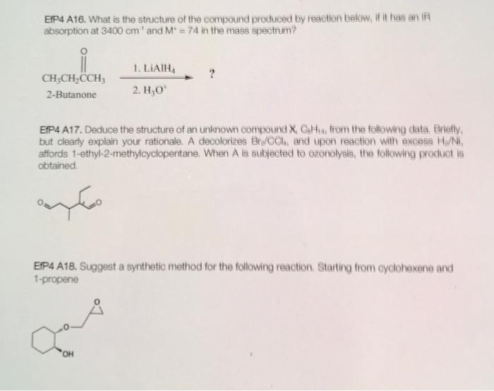 Solved ExP4 A16. What is the structure of the compound | Chegg.com