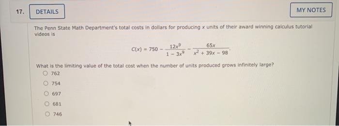 Solved 17. DETAILS MY NOTES The Penn State Math Department's | Chegg.com