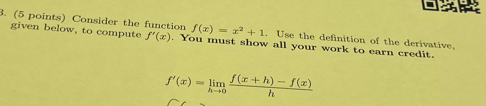 Solved ( 5 points) Consider the function f(x)=x2+1. Use | Chegg.com Solved ( 5 points) Consider the function f(x)=x2+1. Use | Chegg.com