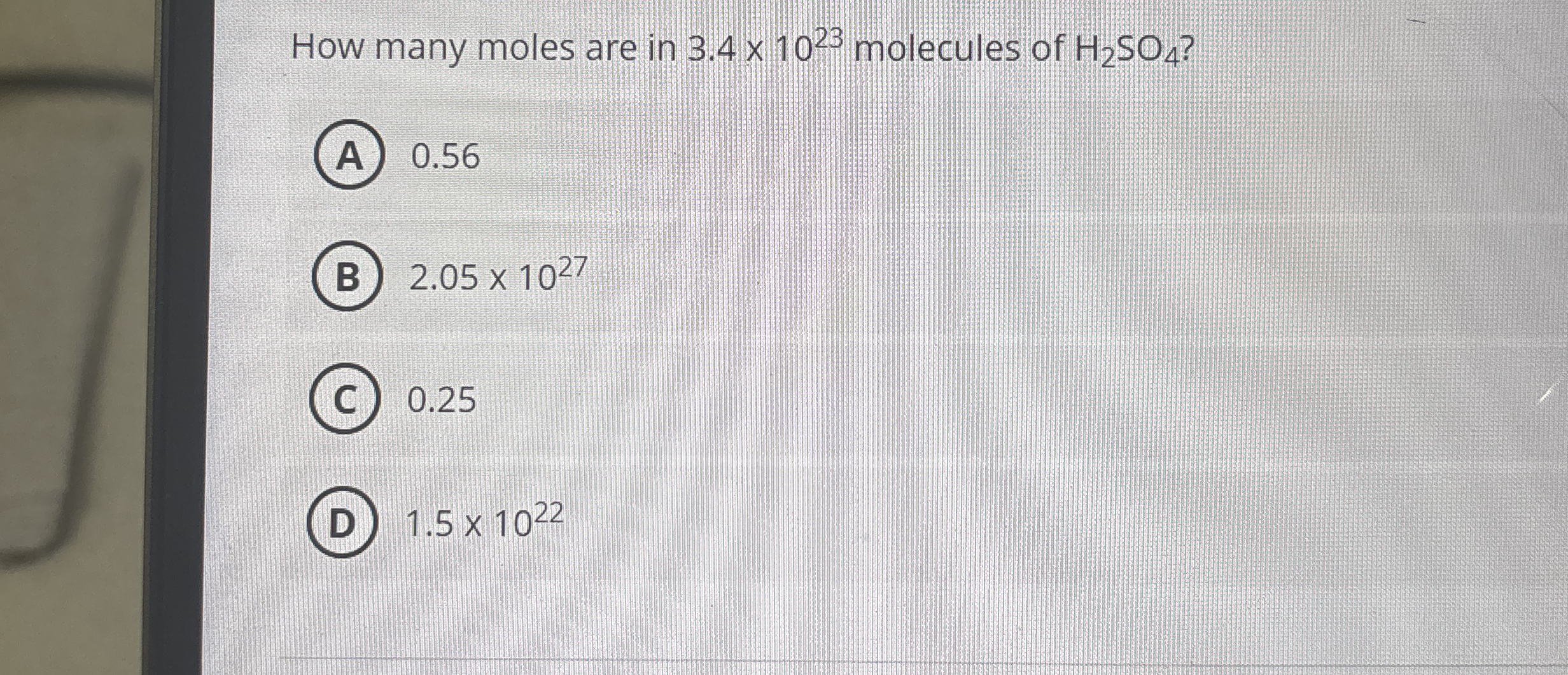 Solved How many moles are in 3.4×1023 ﻿molecules of | Chegg.com