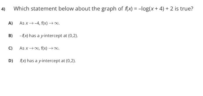 Solved 4) Which statement below about the graph of | Chegg.com