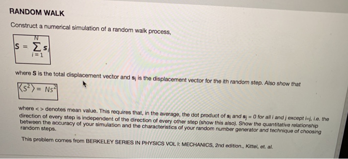 COMPUTATIONAL PHYSICS LABS RANDOM WALK Construct a | Chegg.com