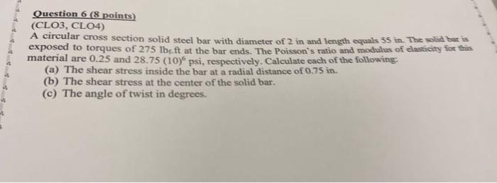 Question 6 (8 points) (CLO3, CLO4) A circular cross | Chegg.com