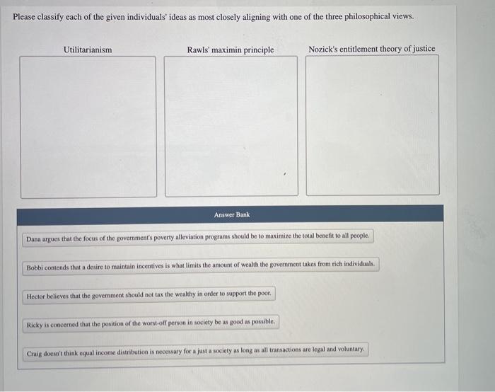 Solved Please classify each of the given individuals ideas | Chegg.com