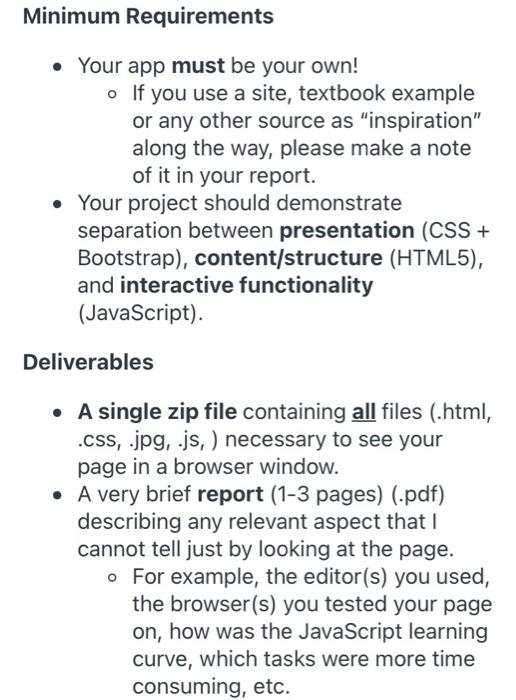 Solved Goal Design a simple, visually pleasant, JavaScript- | Chegg.com
