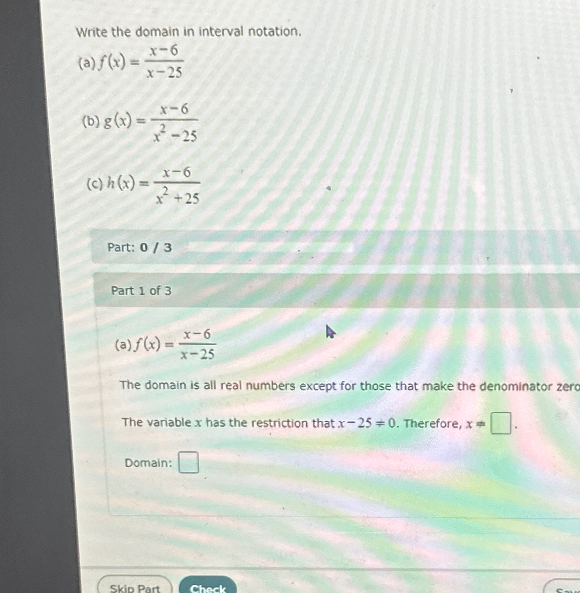 Solved Write the domain in interval | Chegg.com