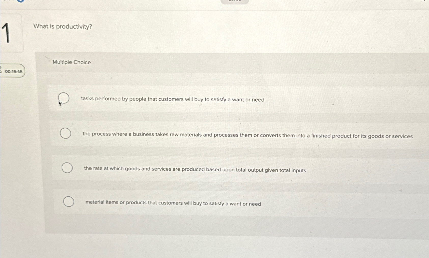 Solved What is productivity?Multiple Choicetasks performed | Chegg.com