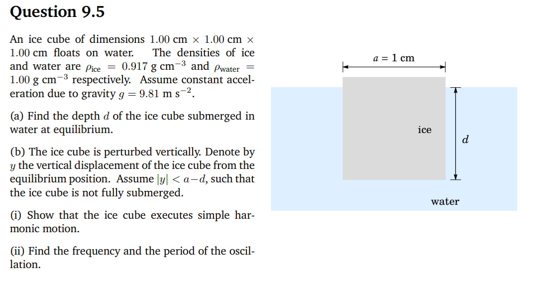 Solved Question 9.5An ice cube of dimensions | Chegg.com