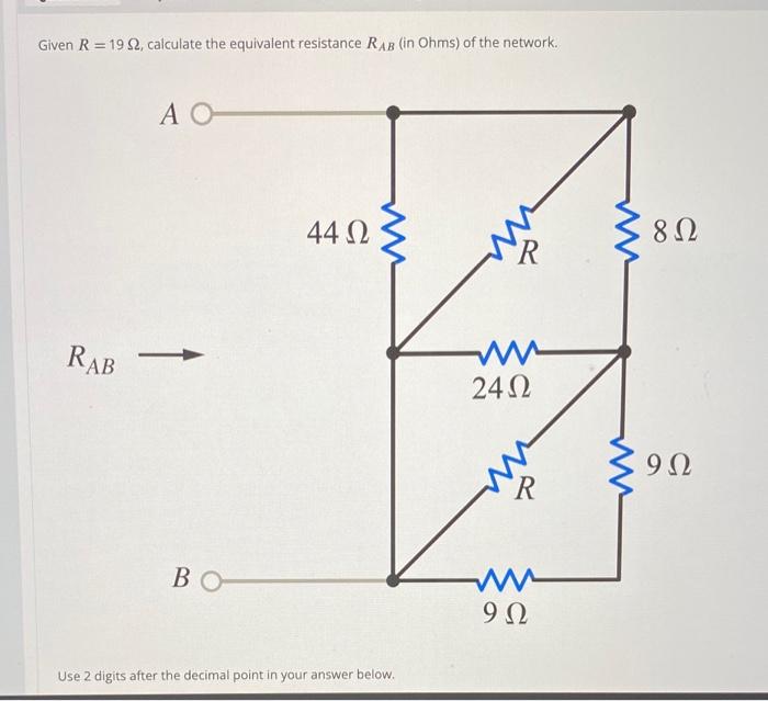 Solved Given R=19Ω, calculate the equivalent resistance RAB | Chegg.com