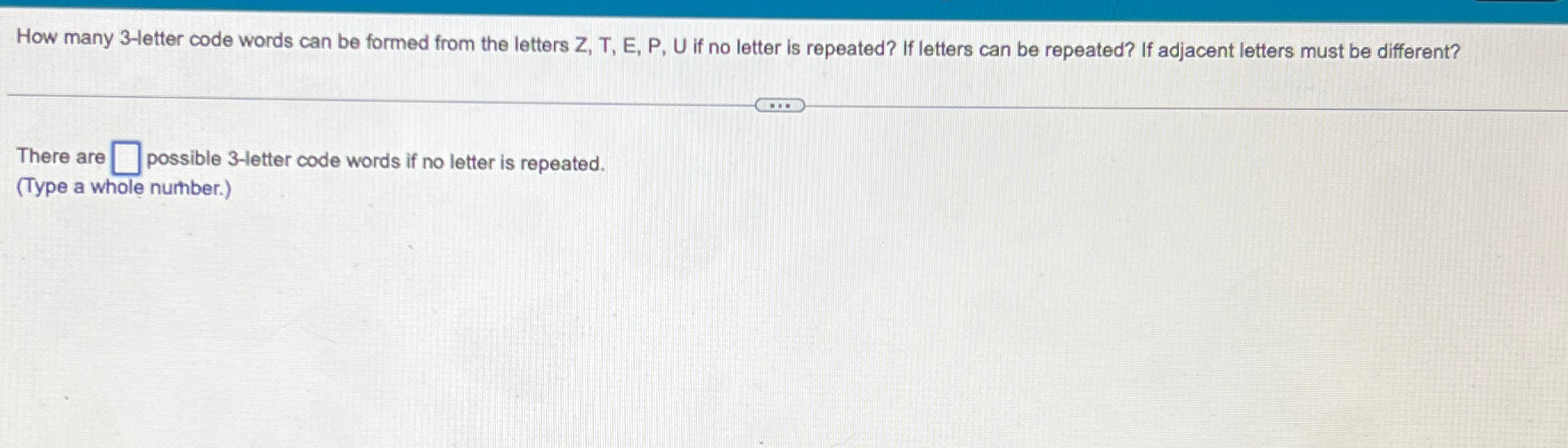 Solved How many 3-letter code words can be formed from the | Chegg.com