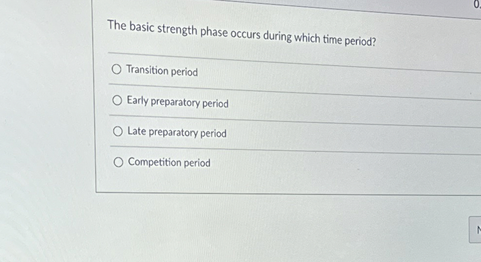 Solved The basic strength phase occurs during which time | Chegg.com