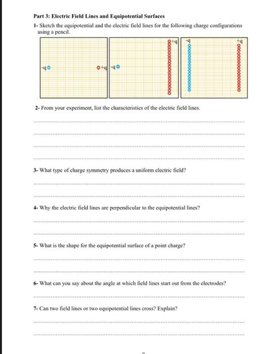 Solved Part 3: Electric Field Lines and Equipotential | Chegg.com