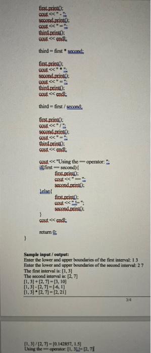 Solved ********* in c++ pleaseInterval arithmetic operations | Chegg.com