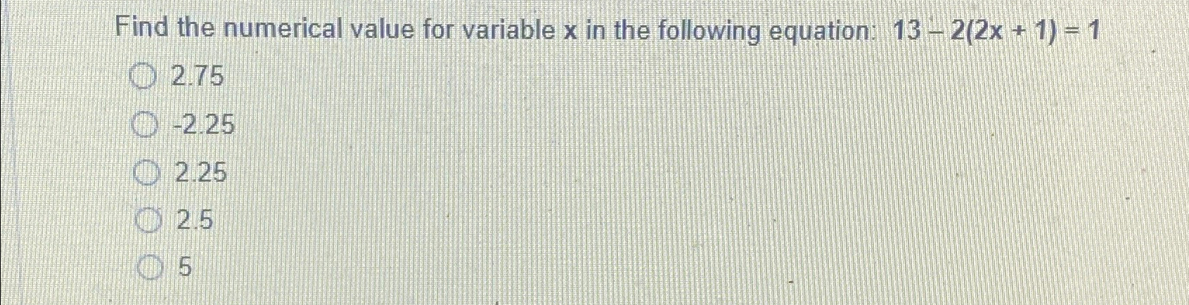 Solved Find the numerical value for variable x ﻿in the | Chegg.com