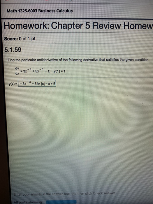 Solved Math 1325-6003 Business Calculus Homework: Chapter 5 | Chegg.com