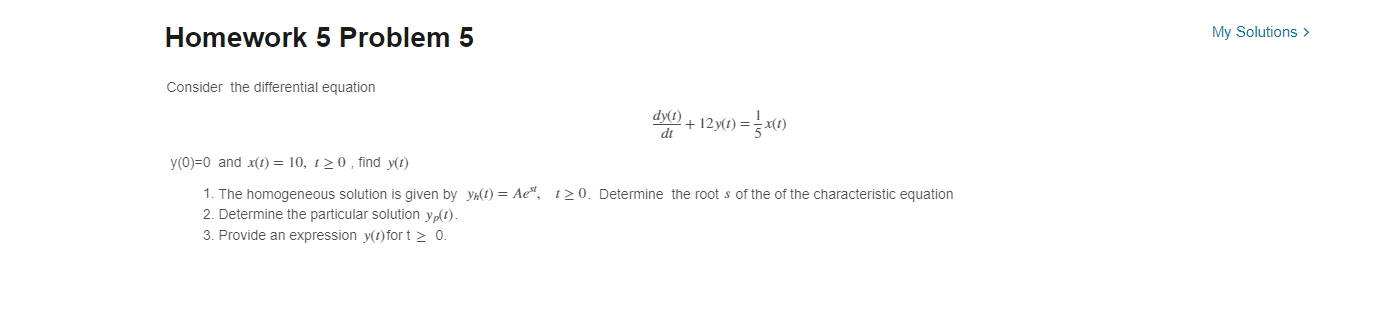 Solved Homework 5 ﻿Problem 5Consider the differential | Chegg.com