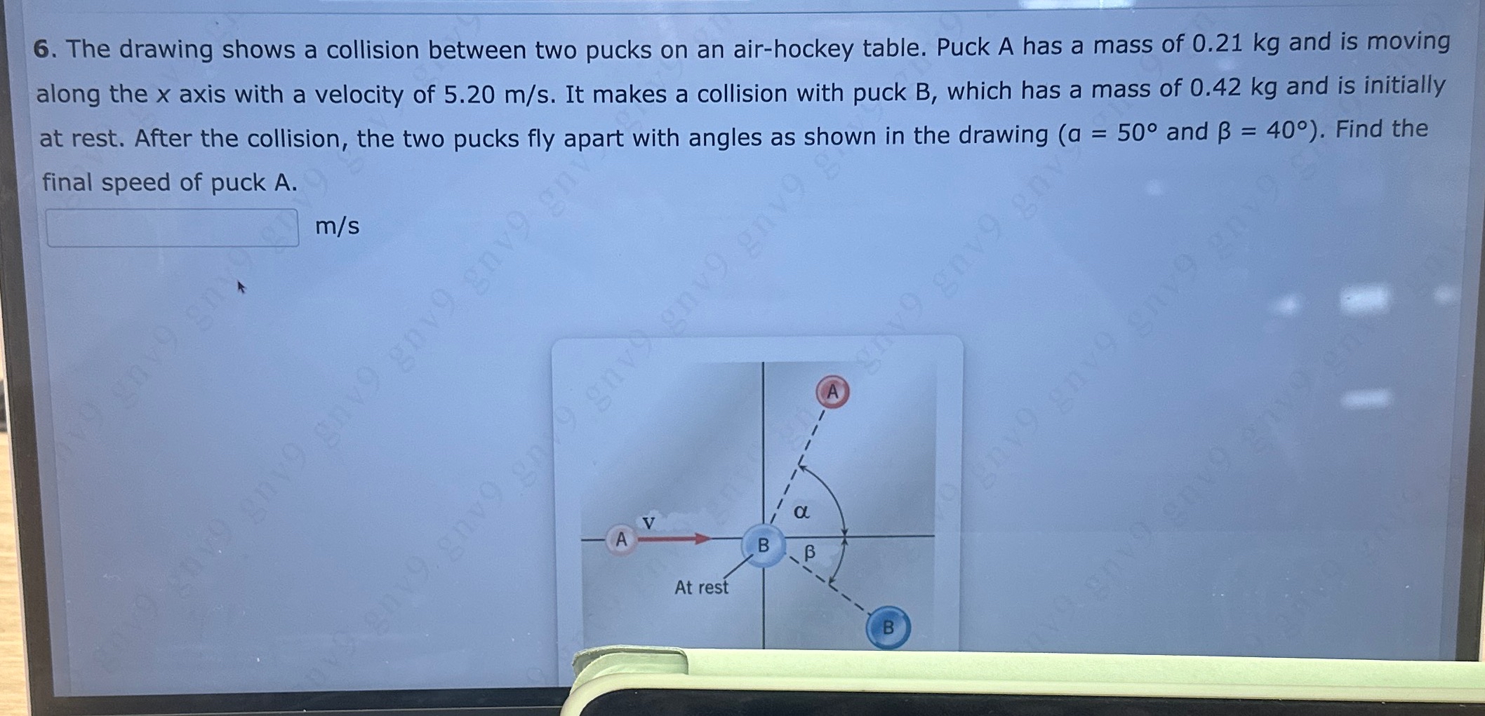 Solved The drawing shows a collision between two pucks on an | Chegg.com