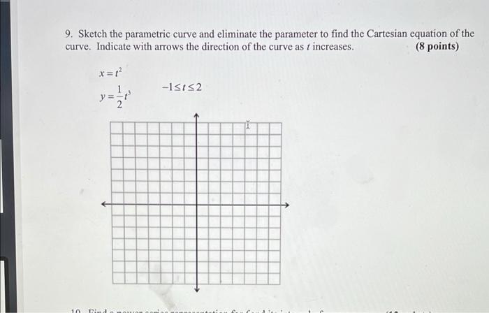 Solved 9. Sketch the parametric curve and eliminate the | Chegg.com