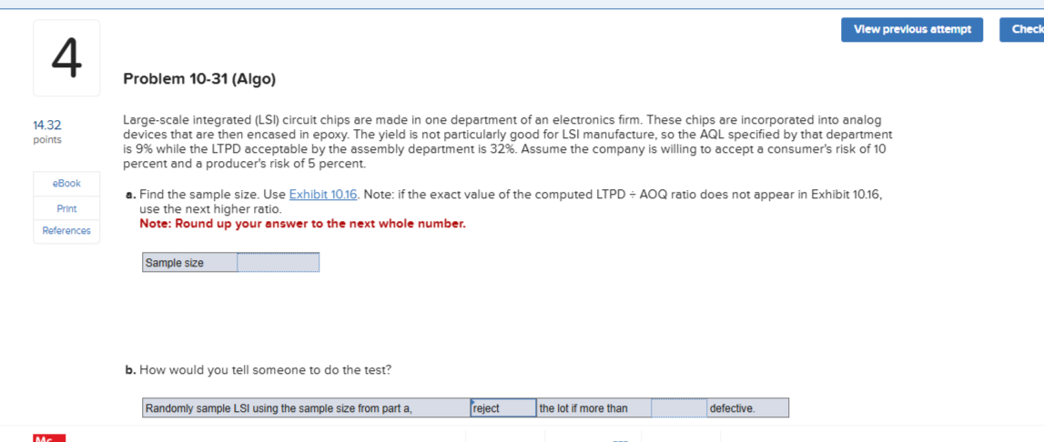 Problem 10-31 (Algo)Large-scale integrated (LSI) | Chegg.com
