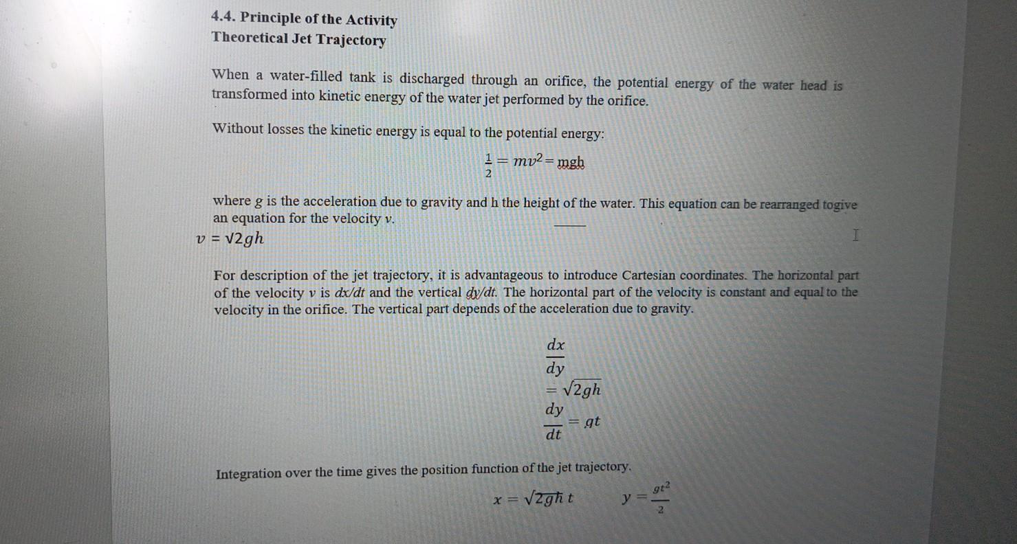Solved Styles ACTIVITY 4: ORIFICE AND JET TRAJECTORY | Chegg.com
