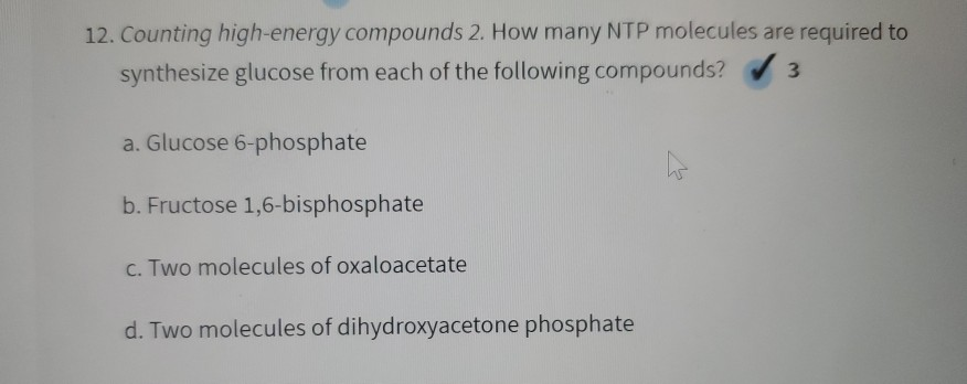 Solved 12. Counting high-energy compounds 2. How many NTP | Chegg.com