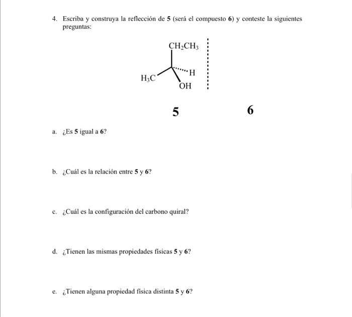 Solved Draw the reflection of molecule 5 (which is going to | Chegg.com