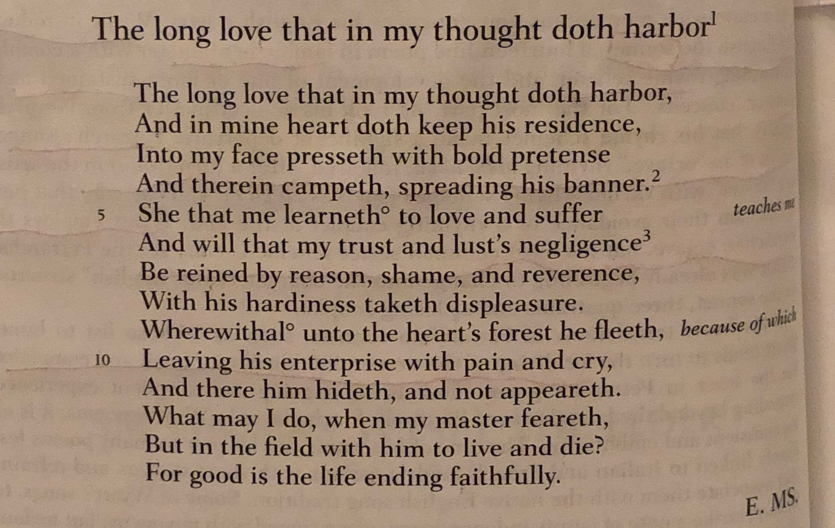 Solved The long love that in my thought doth harbor ?1The | Chegg.com