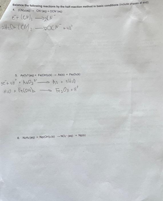 Solved Balance the following reactions by the half-reaction | Chegg.com