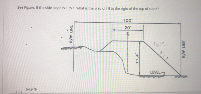 Solved See Figure. If the side slope is 1 to 1, what is the | Chegg.com