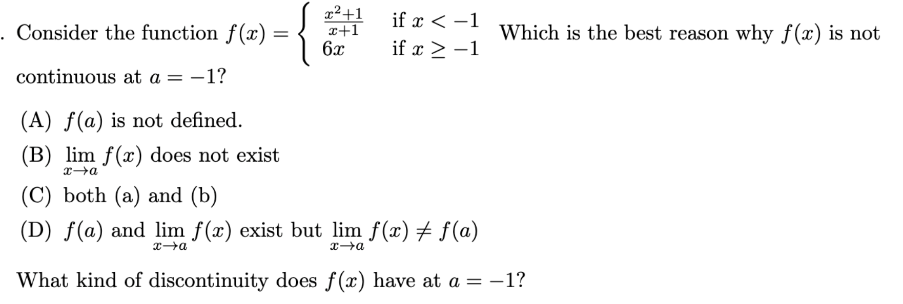Solved Consider The Function F X {x2 1x 1 If X