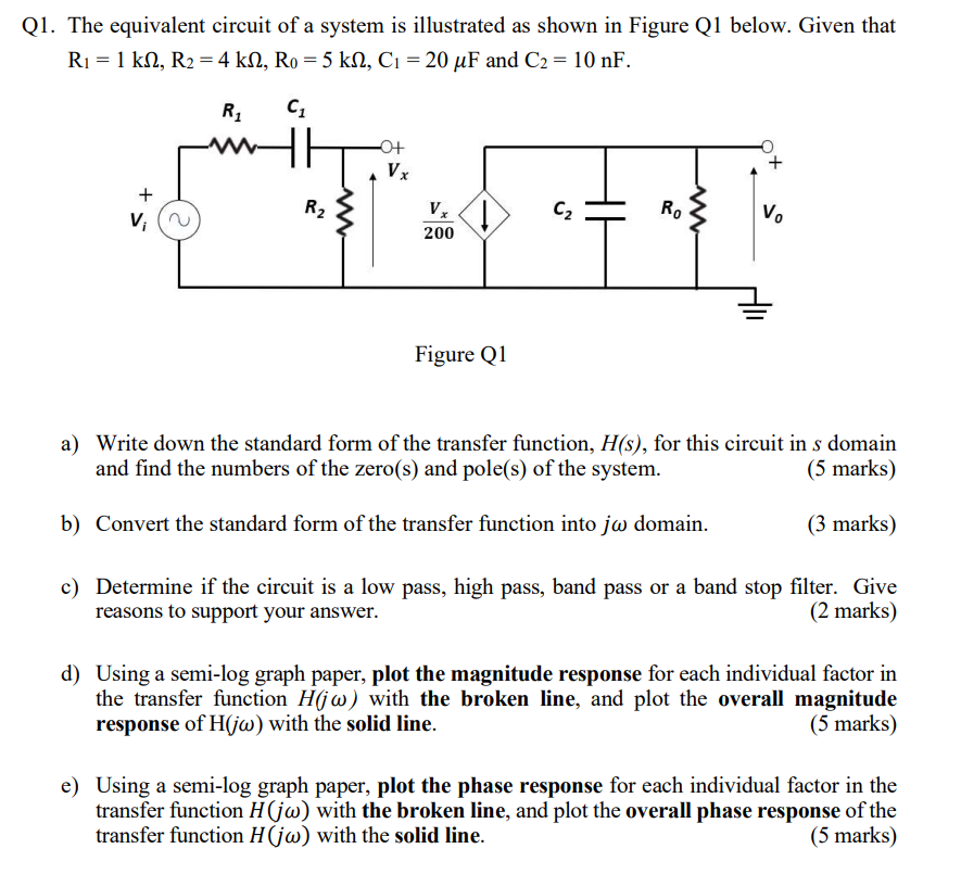 Solved Q1. ﻿The equivalent circuit of a system is | Chegg.com