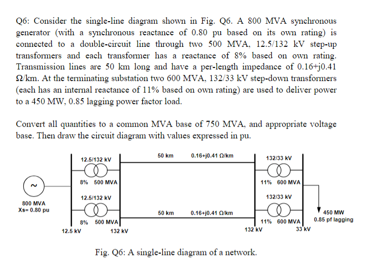 Solved Q6: Consider the single-line diagram shown in Fig. | Chegg.com