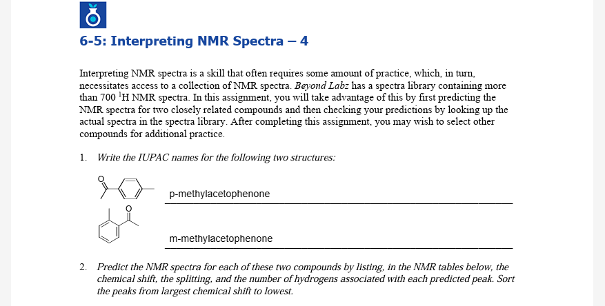 Solved Please help with 7-12 ﻿6-5: Interpreting NMR Spectra | Chegg.com