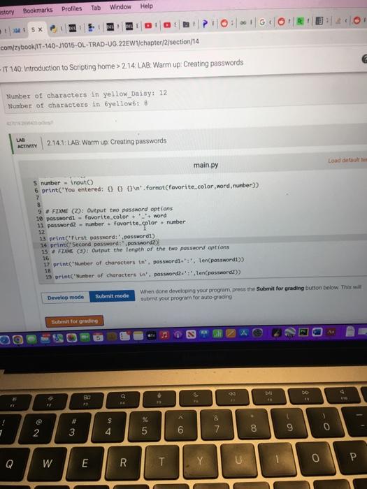 Solved 2.14 LAB: Warm up: Creating passwords becarated by a | Chegg.com