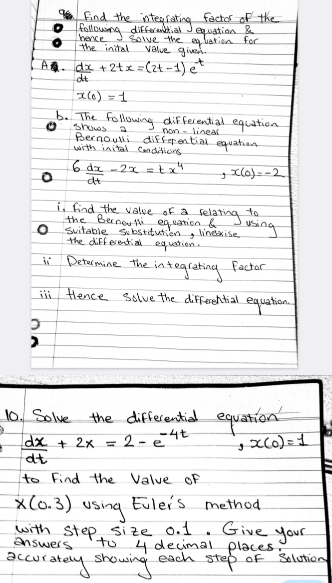 Solved Find the integrating factor of the following | Chegg.com