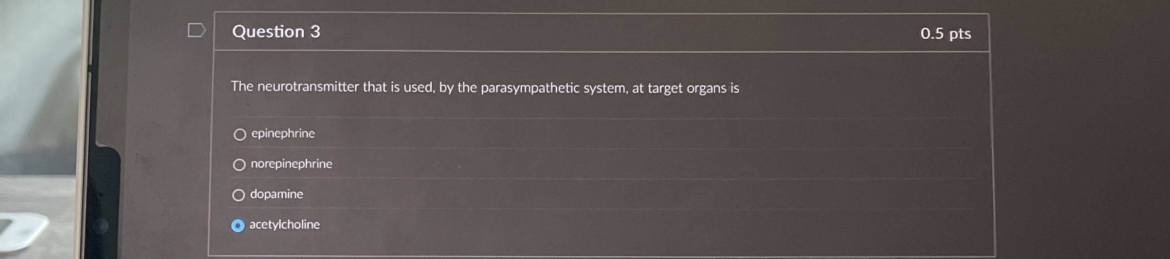 Solved Question 30.5 ﻿ptsThe neurotransmitter that is used, | Chegg.com