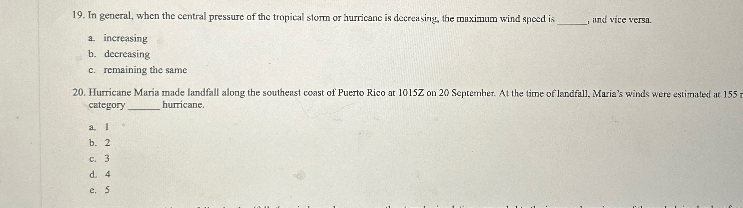Solved In general, when the central pressure of the tropical | Chegg.com