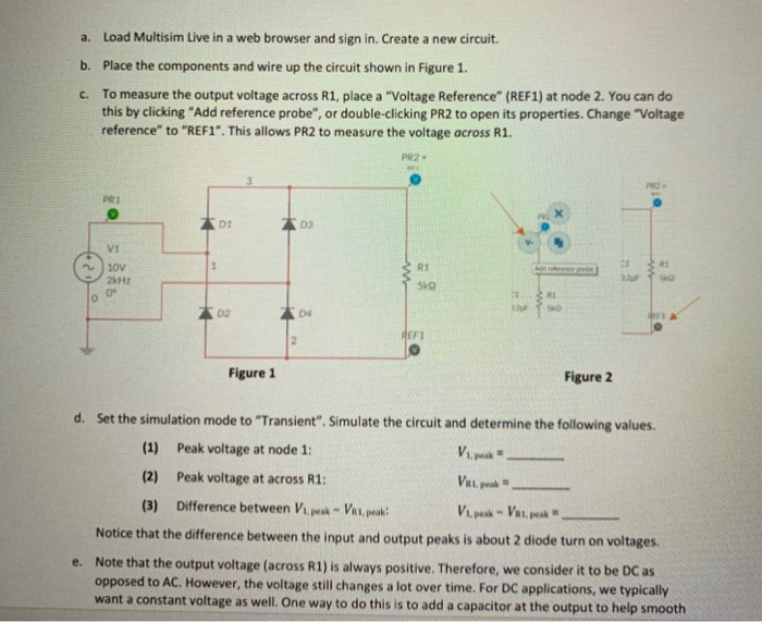 Solved a. Load Multisim Live in a web browser and sign in. | Chegg.com