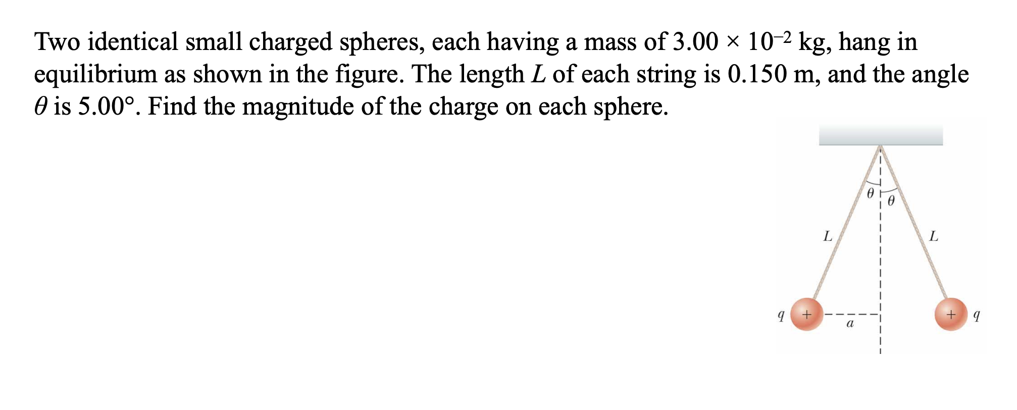 Solved Two identical small charged spheres, each having a | Chegg.com