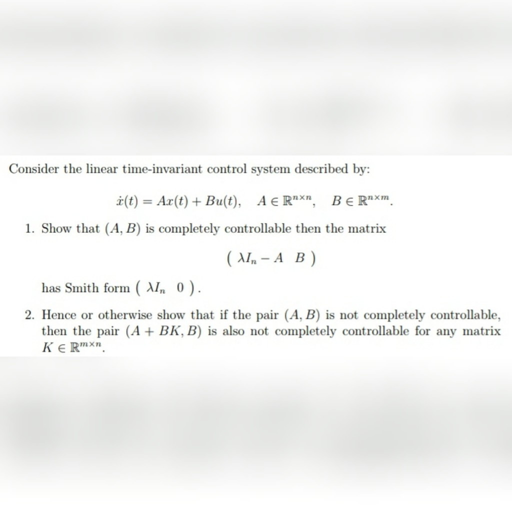 Consider the linear time-invariant control system | Chegg.com