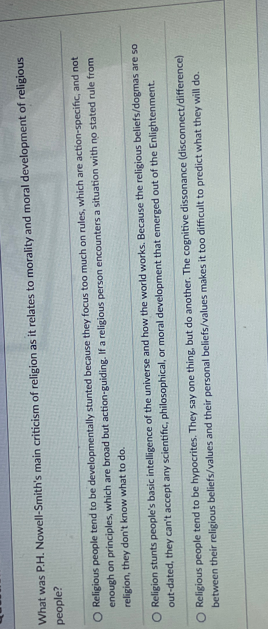 Solved What was P.H. ﻿Nowell-Smith's main criticism of | Chegg.com