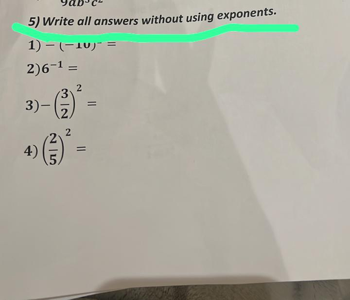 Solved Write all answers without using | Chegg.com
