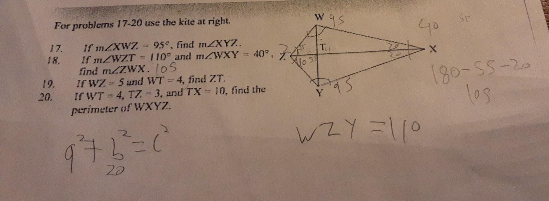 Solved Far problems 17-20 use the kite at right. 17. If | Chegg.com