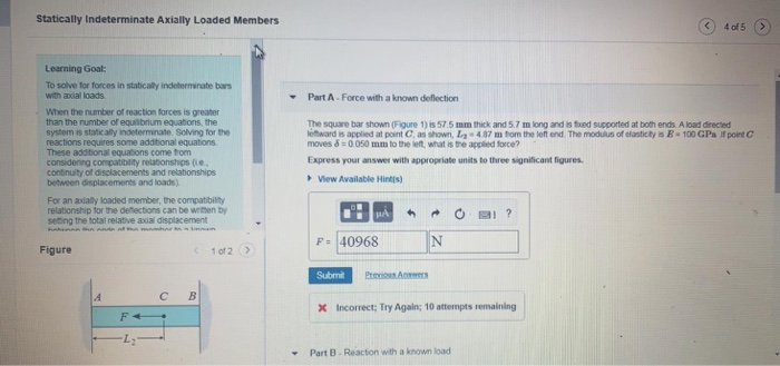 Solved Statically indeterminate Axially Loaded Members | Chegg.com