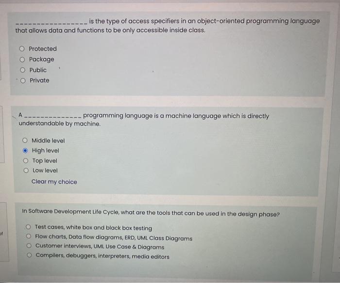 Solved is the type of access specifiers in an | Chegg.com