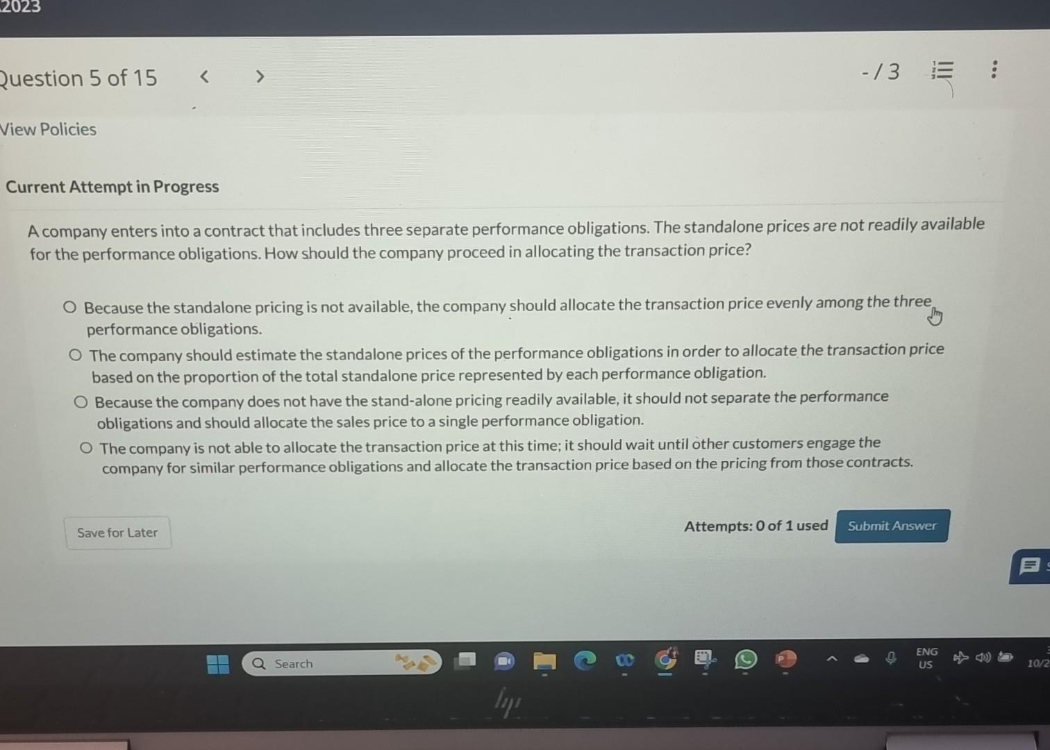 Solved A company enters into a contract that includes three | Chegg.com
