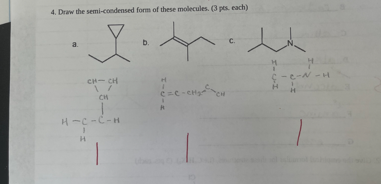 Solved Draw the semi-condensed form of these molecules. (3 | Chegg.com