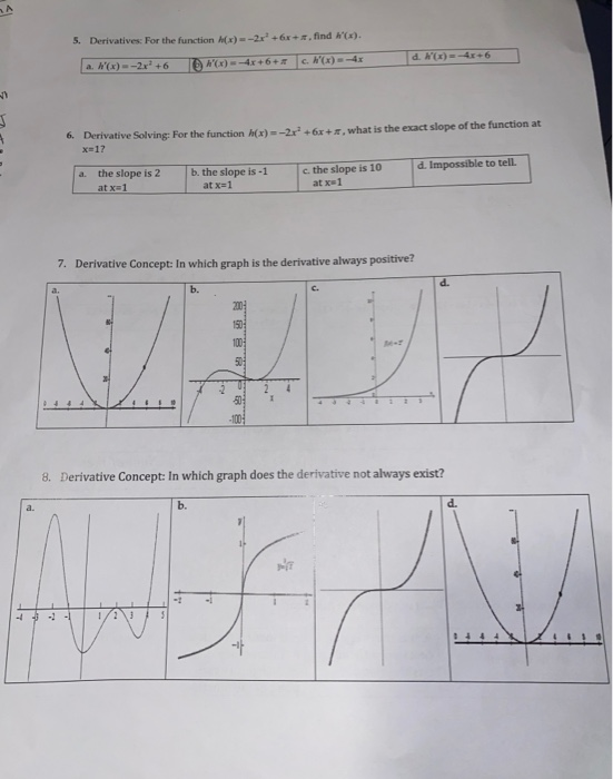 Solved 4. Derivative Concepts: What is a derivative | Chegg.com