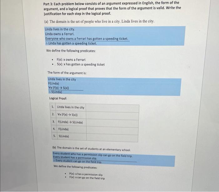 Solved Part 2: Each problem below consists of an argument | Chegg.com